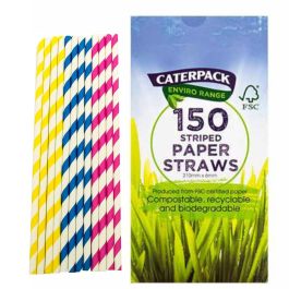 RY Caterpack Enviro Striped Paper Straws 21cm